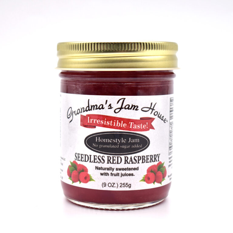 Red Raspberry Seedless Jam - Low Sugar 9 oz. - Grandma's Jam House